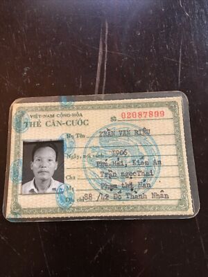 Orig South Vietnam Civilian ID Card Guarantee War Issue Man From 1969 ...