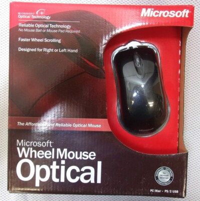 Microsoft Wheel Mouse Optical USB PS/2 3-Button Mouse Black Reliable ...