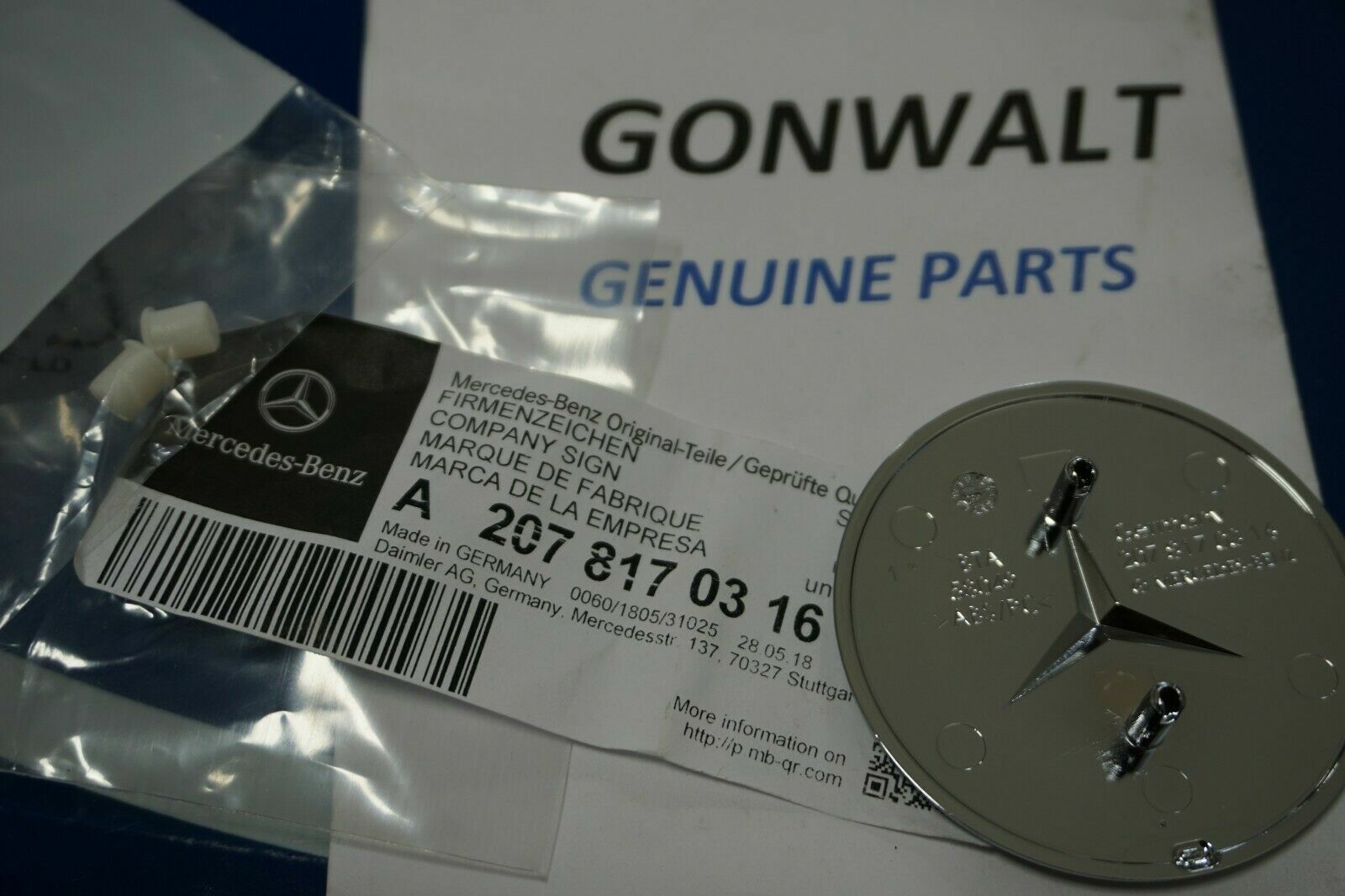 Mercedes Benz Genuine Hood Flat Badge Emblem Bonnet G550 GLC300 OE ...