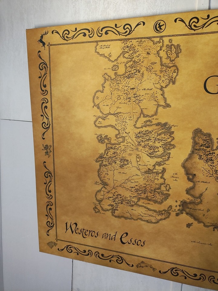 Map of Westeros & Essos Game of Thrones 24x36 Large On Canvas Wall Art ...