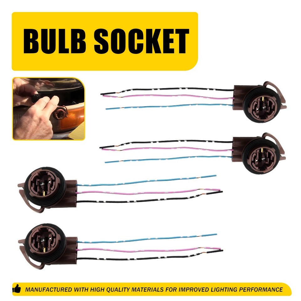 4PCS 3157 3156 Bulb Sockets Brake Turn Signal Light Harness Wire Plug ...