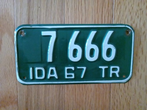 1967 Idaho Trailer License Plate # 7 666 | eBay