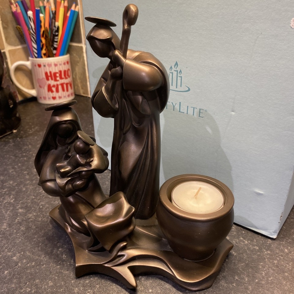 PARTYLITE Holy Night Tealight Candle Holder Nativity P8262 Jesus Mary ...