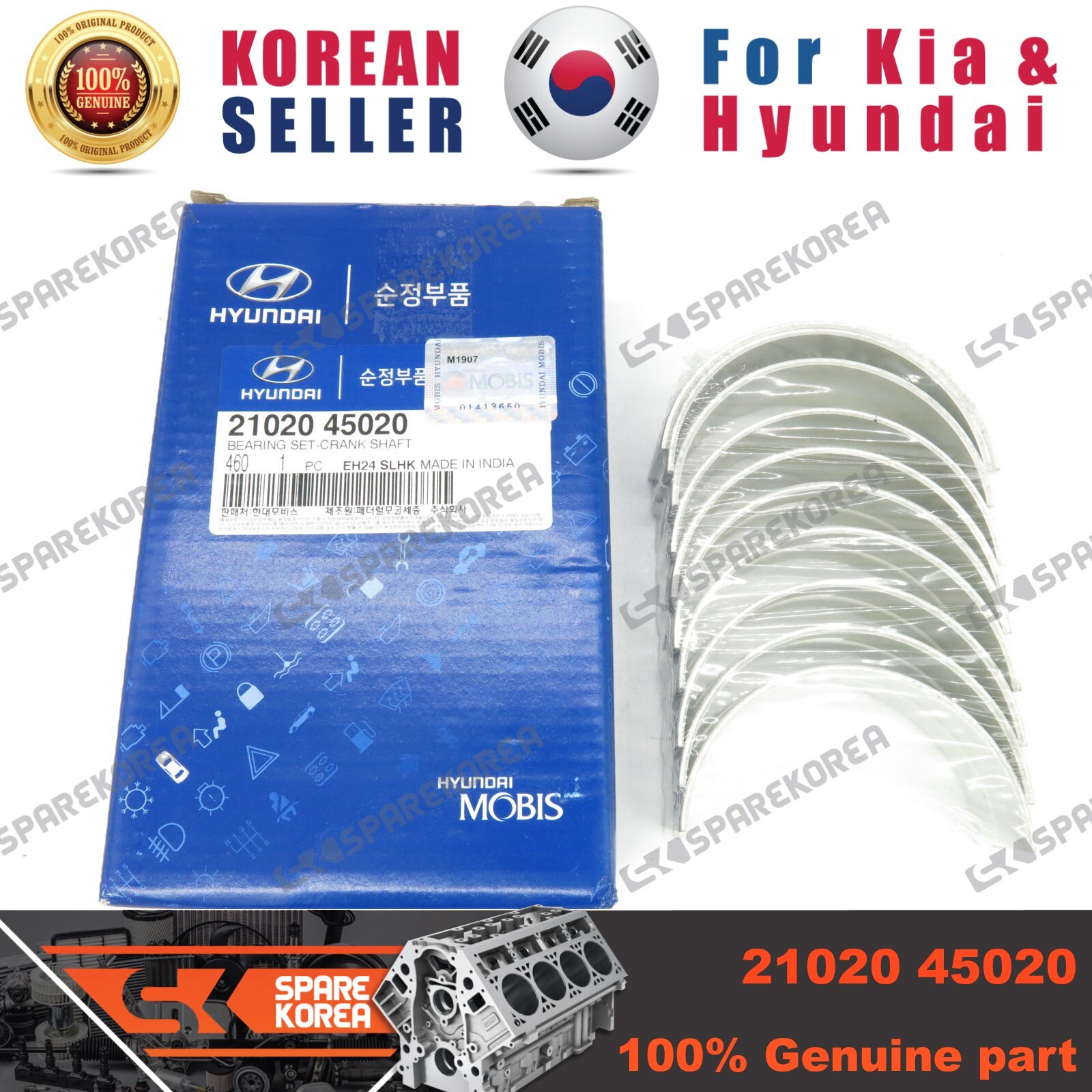 Genuine/OEM 2102045020 BEARING SET-CRANK SHAFT for Kia Combi | eBay