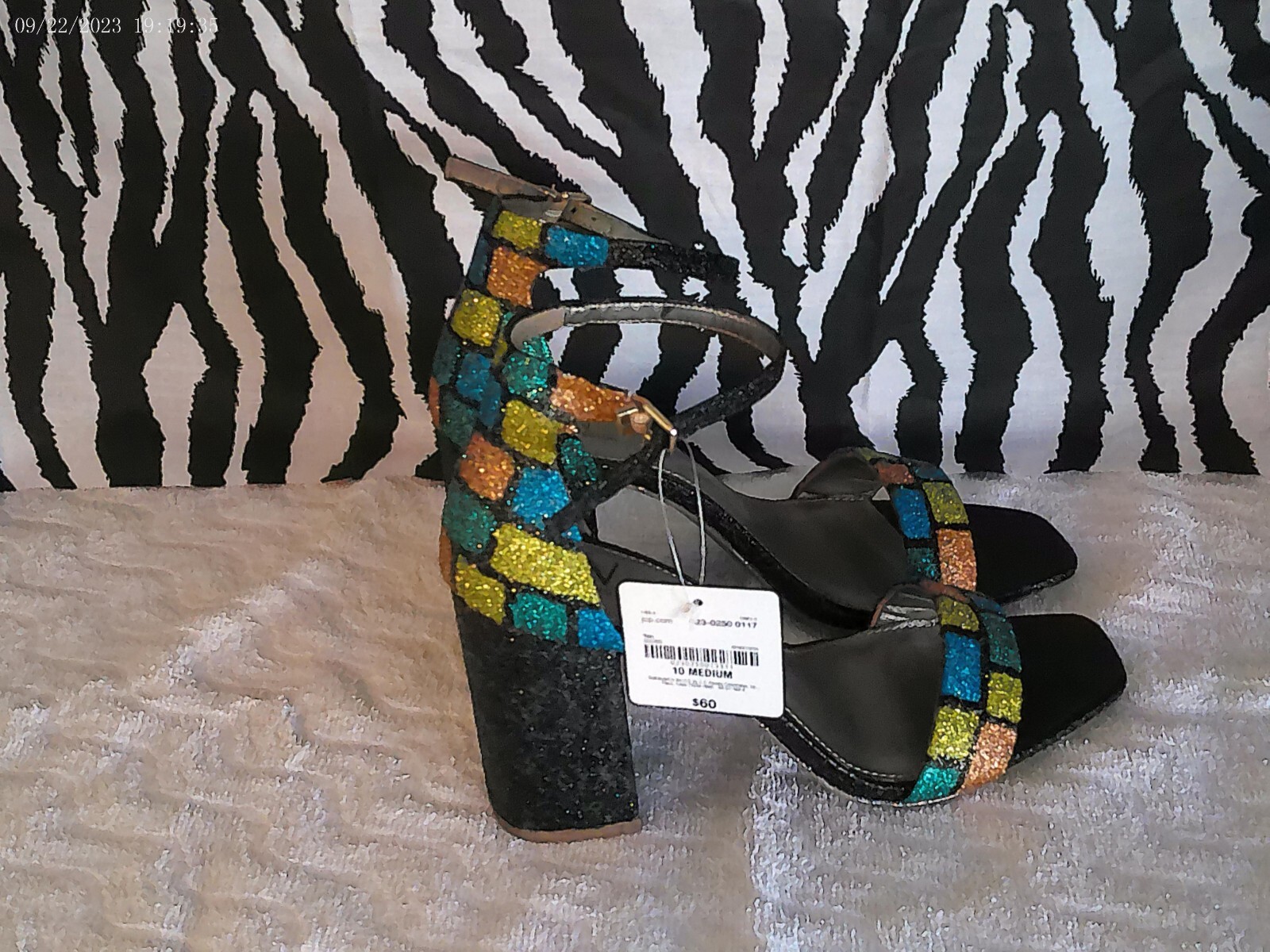Womens Shoes Black multi -colored Block Heel Customized Sandles | eBay