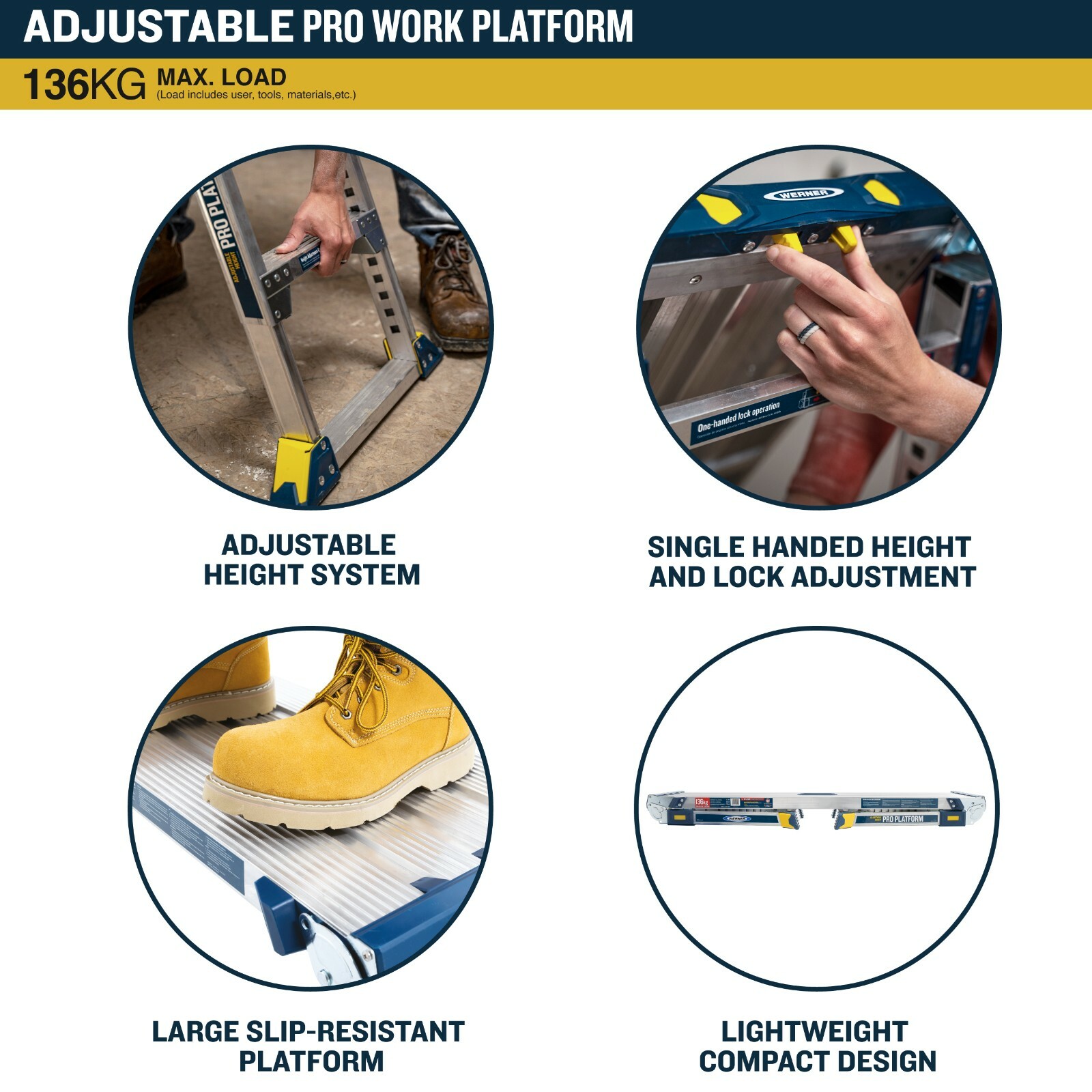 Werner Folding Adjustable Pro Work Platform Hop Up Aluminium 0.51M - 0 ...