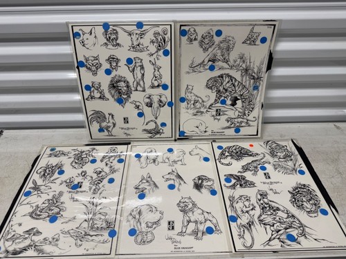 Vintage Art Tattoo Flash Sheet Judy Parker 1993 Dogs, Snakes, Lion ...