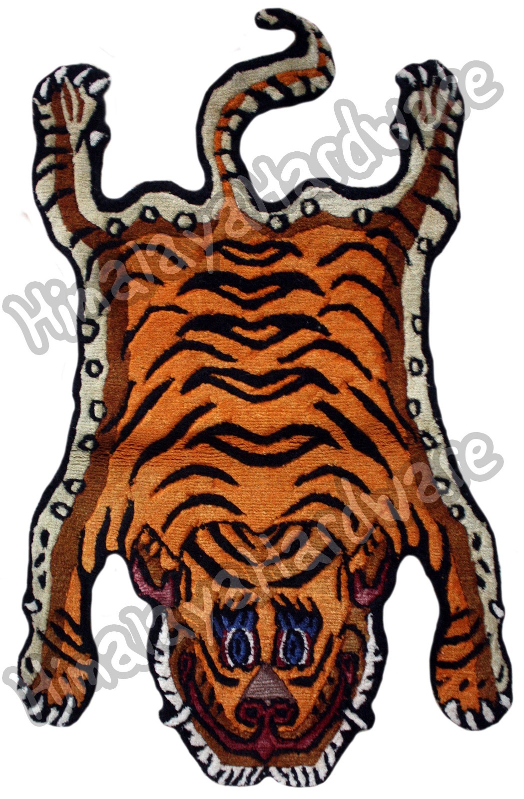 Wool Tibetan Tiger Rug Carpet Cutout pelt skin stripe orange Tibet ...