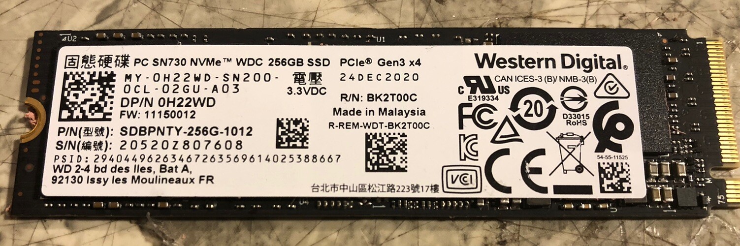 Western Digital SN730 SDBQNTY-256G 256 GB NVMe 80mm SSD | eBay