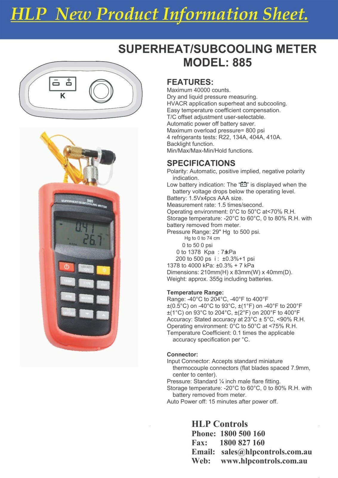 HVAC Superheat Subcooling Thermometer Gauge Meter A/C Refrigeration AUS ...