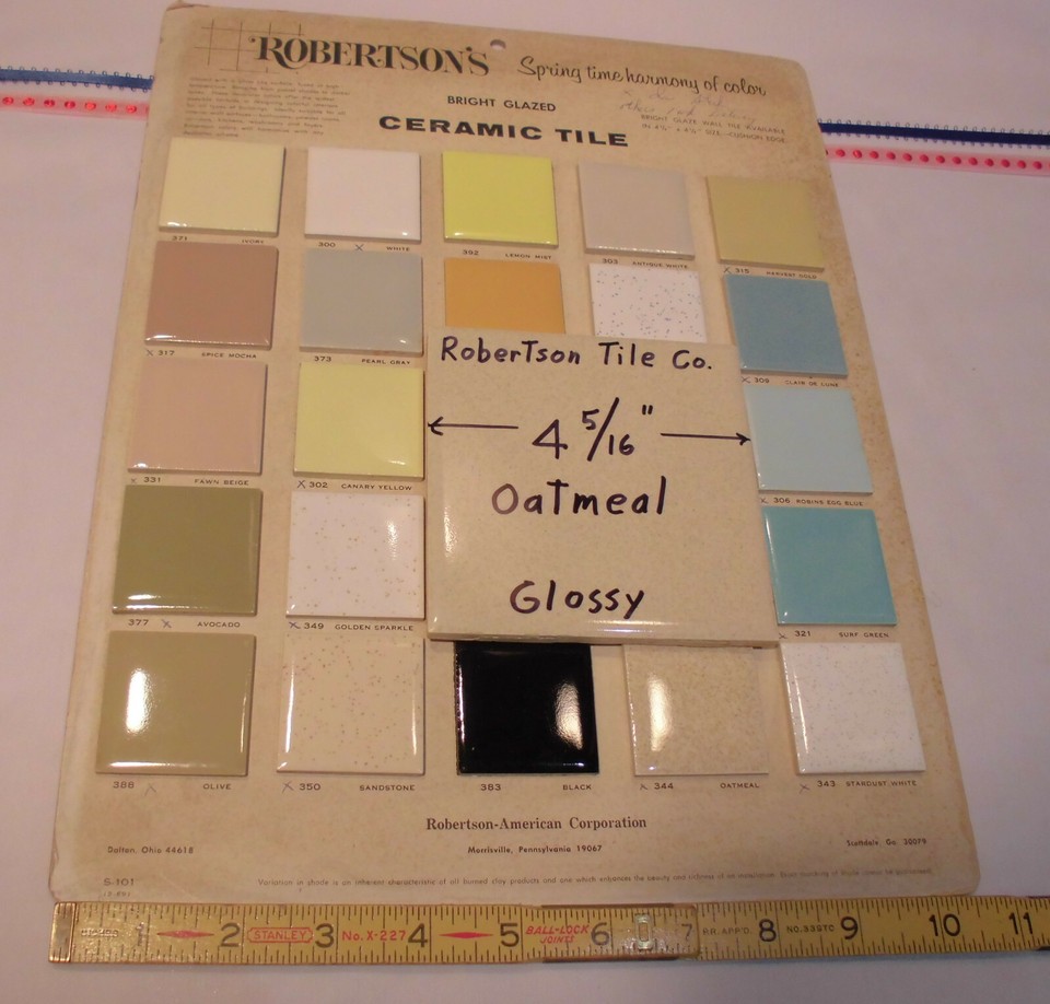 1 pc. Ceramic Tile *Oatmeal Color* 4-3/8"- 4-5/16" Robertson Co ...