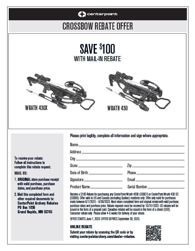 CenterPoint Wrath 430 Bullpup Compound Crossbow Package with Silent ...