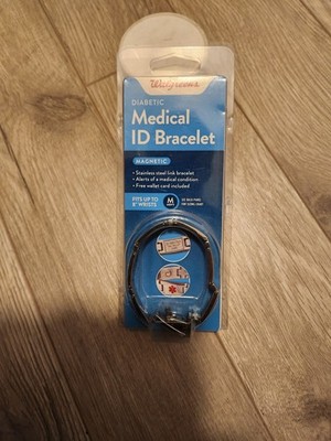 NEW Walgreens Men's Magnetic Diabetic Medical ID Bracelet Size L/XL | eBay