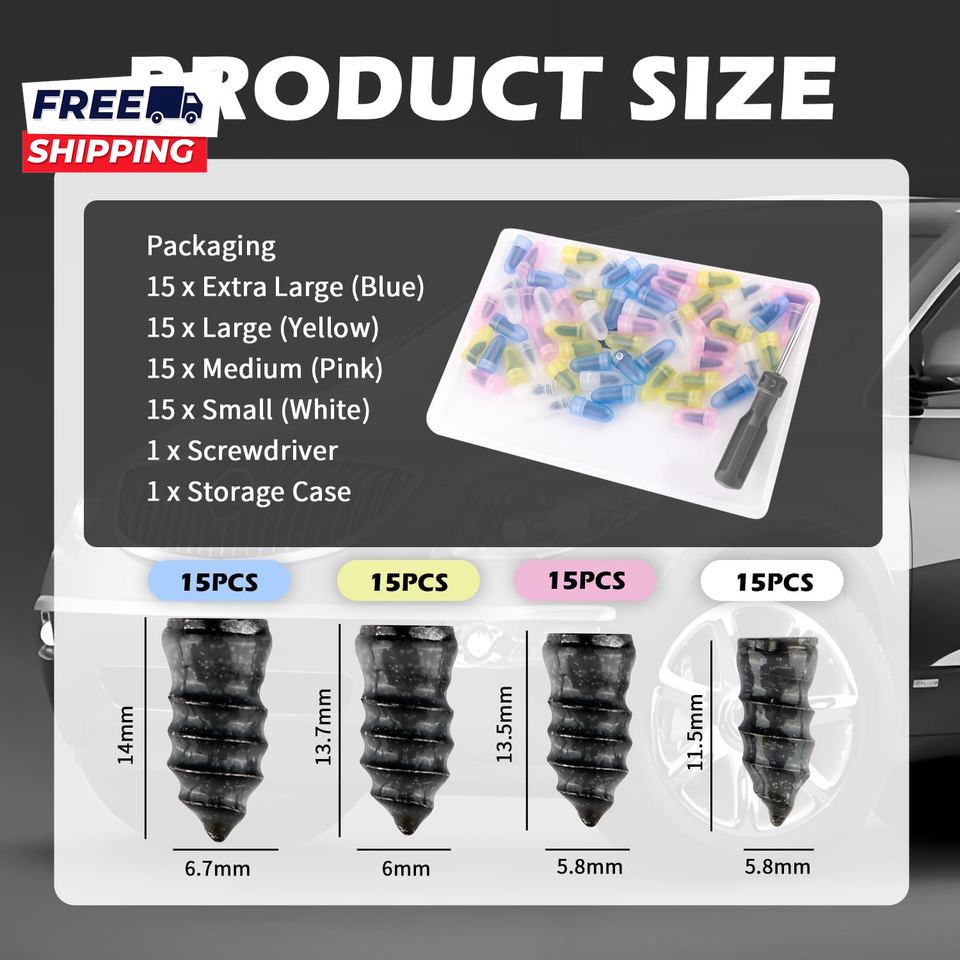 2026 Upgraded 60PCS Screw in Tire Plugs Self Service Tire Plugs Kit ...