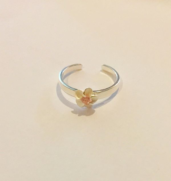 Sterling Silver Pink Hawaiian Toe Ring Frangipani Pinky Pinkie Plumeria ...