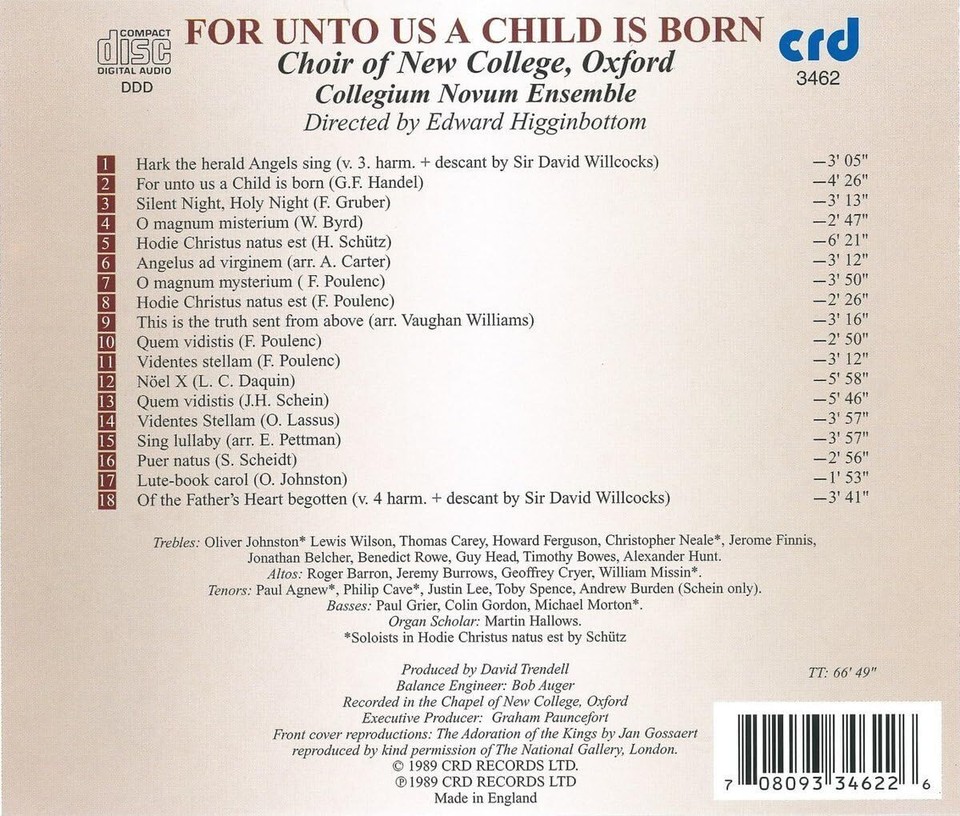 Edward Higginbottom For Unto Us a Child Is Born (CD) Album 708093346226 ...