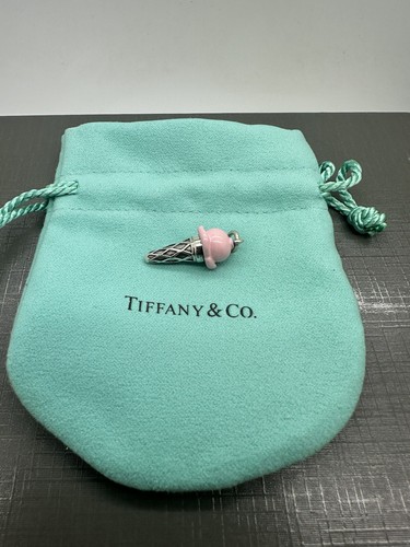 Authentic TIFFANY & CO Ice Cream Cone Pendant Charm Pink Enamel ...
