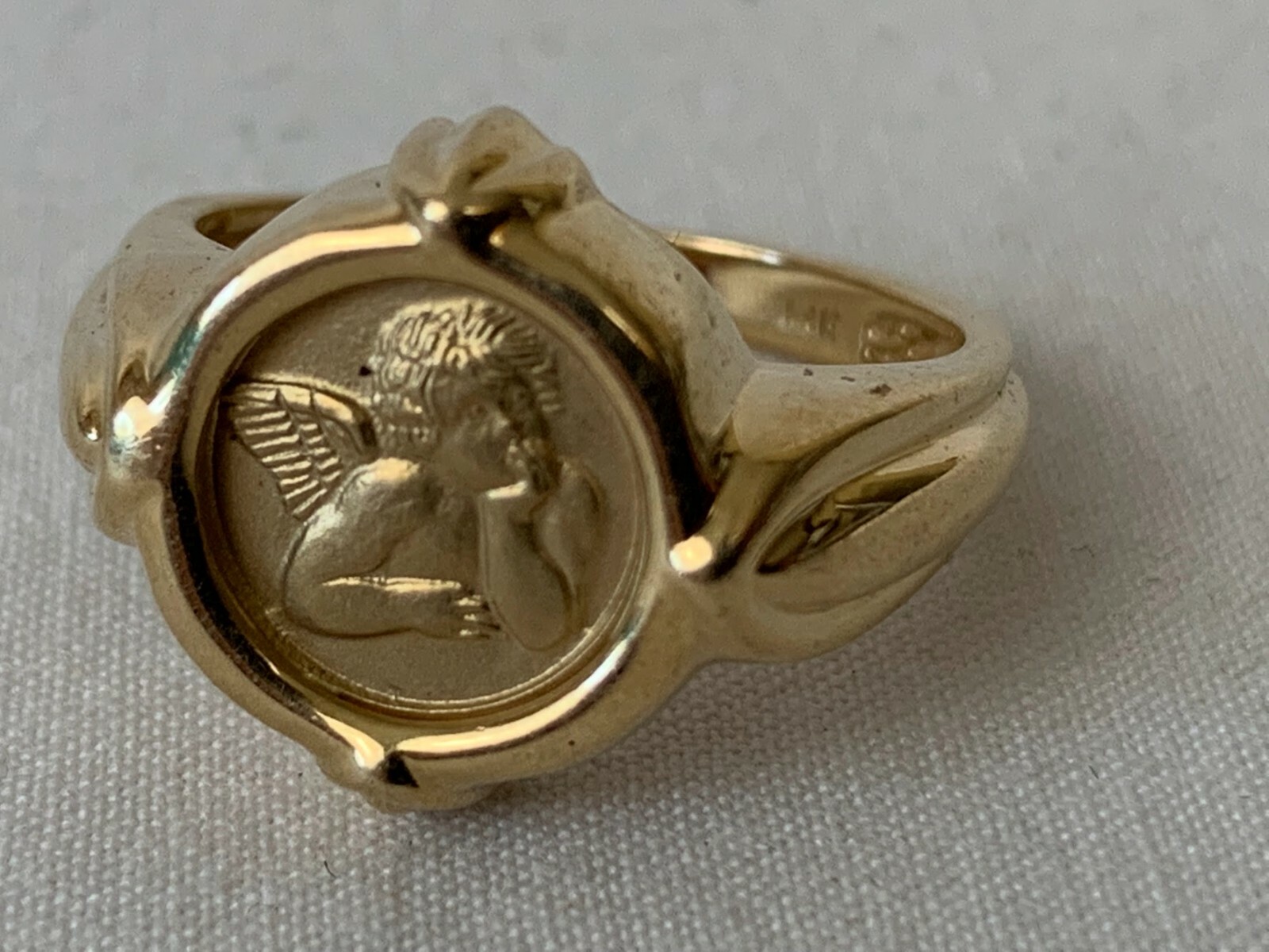 Vintage 14K PPC Yellow Gold Guardian Angel Ring (5.80… - Gem