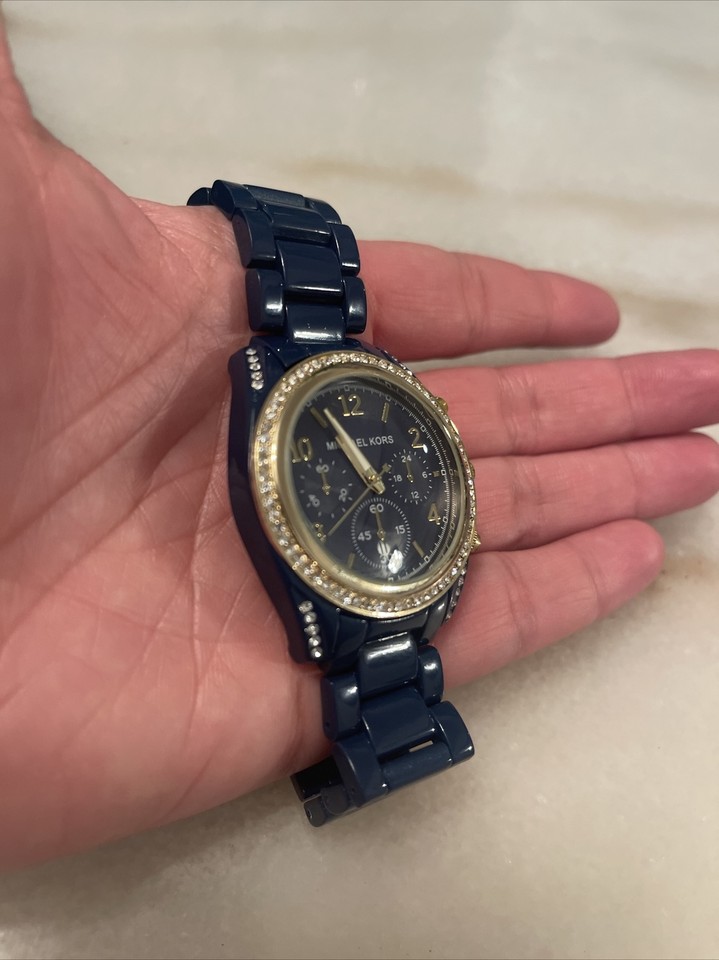 Michael Kors MK6722 Bradshaw Blue Dial Blue Stainless Chronograph Women ...