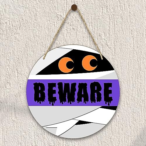 Halloween Wall Hanging Plaque Home Decor Beware Sign Wood Art Sign ...