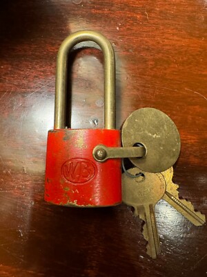 Vintage WB WILSON BOHANNAN Padlock Brass Lock Heavy Duty w 2 KEYS ...