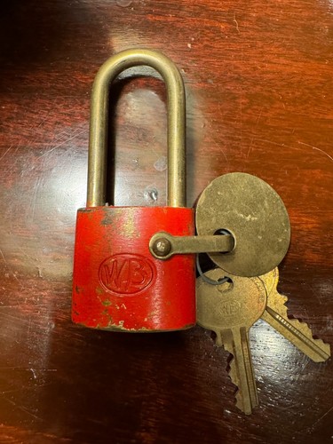 Vintage WB WILSON BOHANNAN Padlock Brass Lock Heavy Duty w 2 KEYS ...