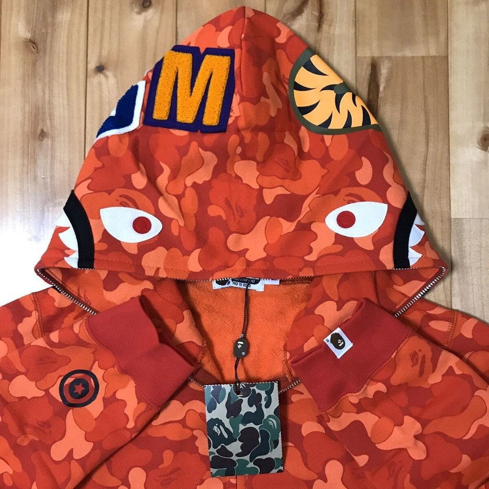 BAPE 2011 Seoul city camo Shark full zip Hoodie red camo A Bathing Ape ...