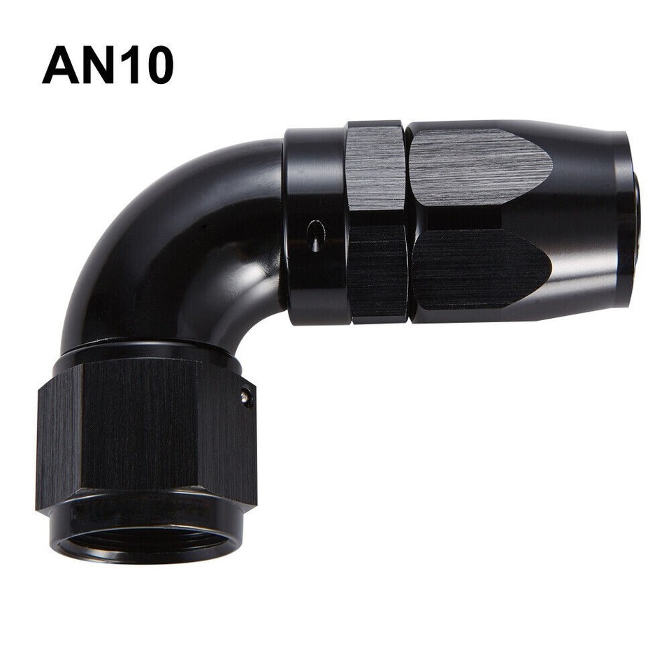 2Pcs 10AN AN10 90°Aluminum Full Flow Swivel Fitting Hose End Adapter ...