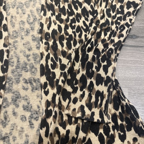 Halogen Leopard Print Open Front Merino Wool Long Duster Cardigan ...