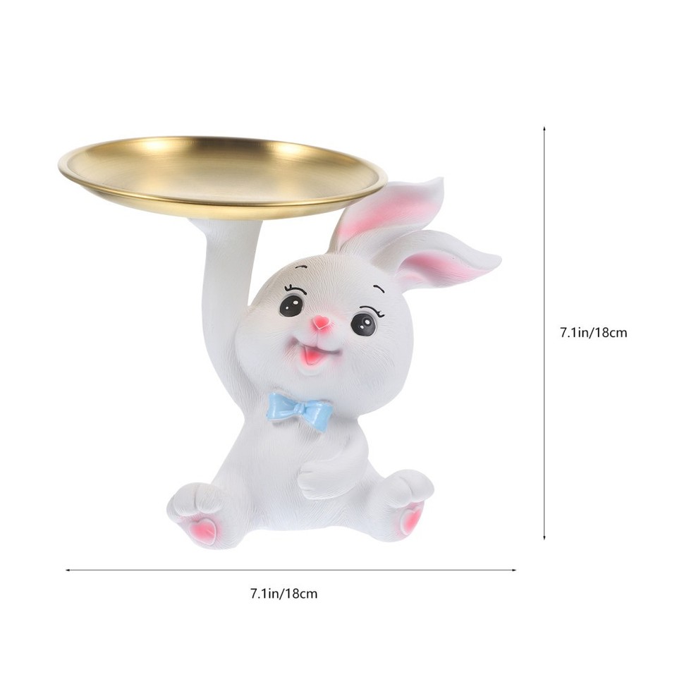 Rabbit Statue Jewelry Dish Bunny Shape Storage Holder Animal Decoration ...
