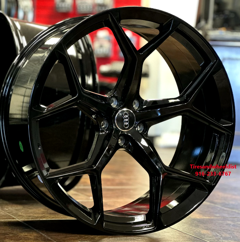 21'' inch RS6 Wheels fit Audi Q7 Q5 E-Tron Gloss Black A7 A8 Atlas S7 ...