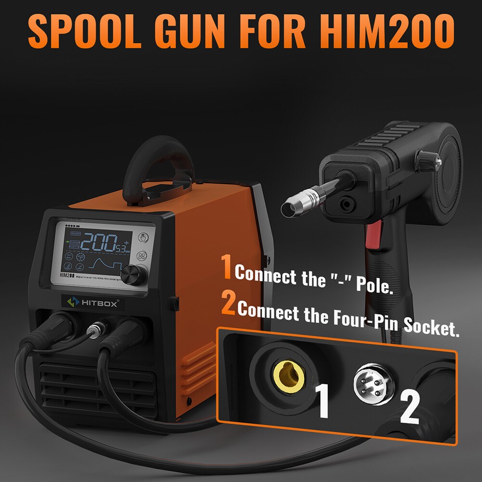 HITBOX Spool Gun for HIM200/AIM145 Welding GUN 10Ft Cable Adapt 1KG ...
