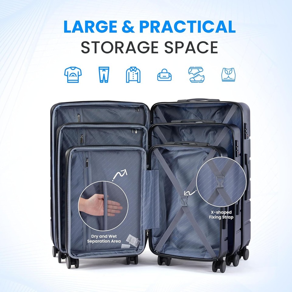 Simple Deluxe Hardside Frame Carry On Luggage TSA Lock with Zipper ...