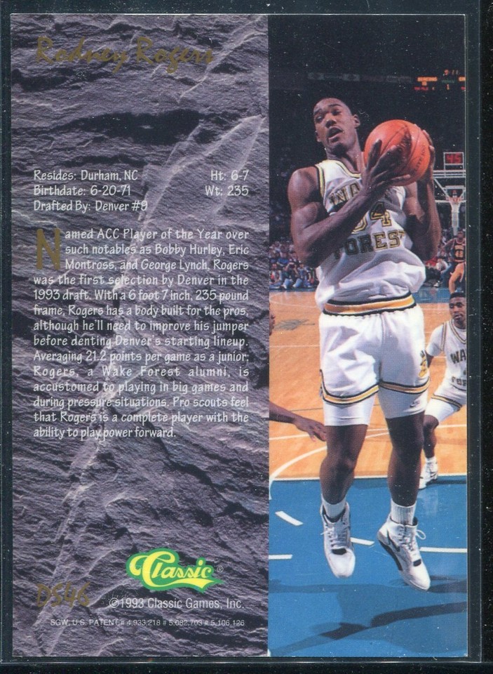 1993 Classic Four Sport Rodney Rogers Draft Star #DS46 Los Angeles ...