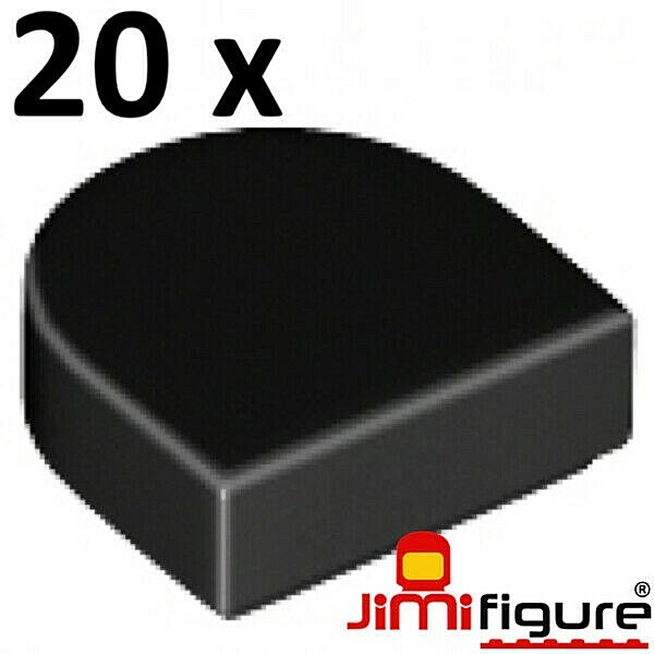 NEW 20 x LEGO Flat Tile 1x1 Round Half Circle Extended Stadium Black ...