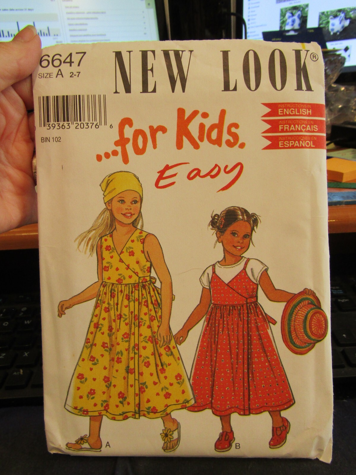 6647 New Look for Kids girls 2-7 UNCUT jumper dress high waist gathers ...