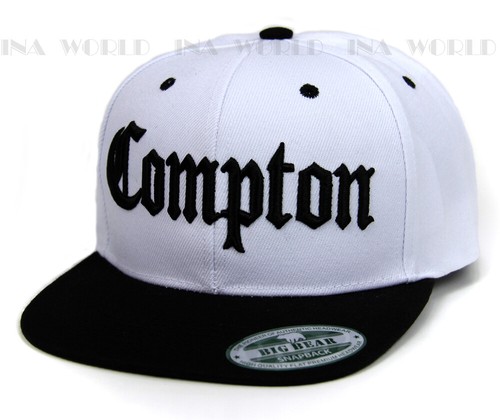 COMPTON hat 3D Embroidered Snapback Baseball cap Flat Bill -White/Black ...