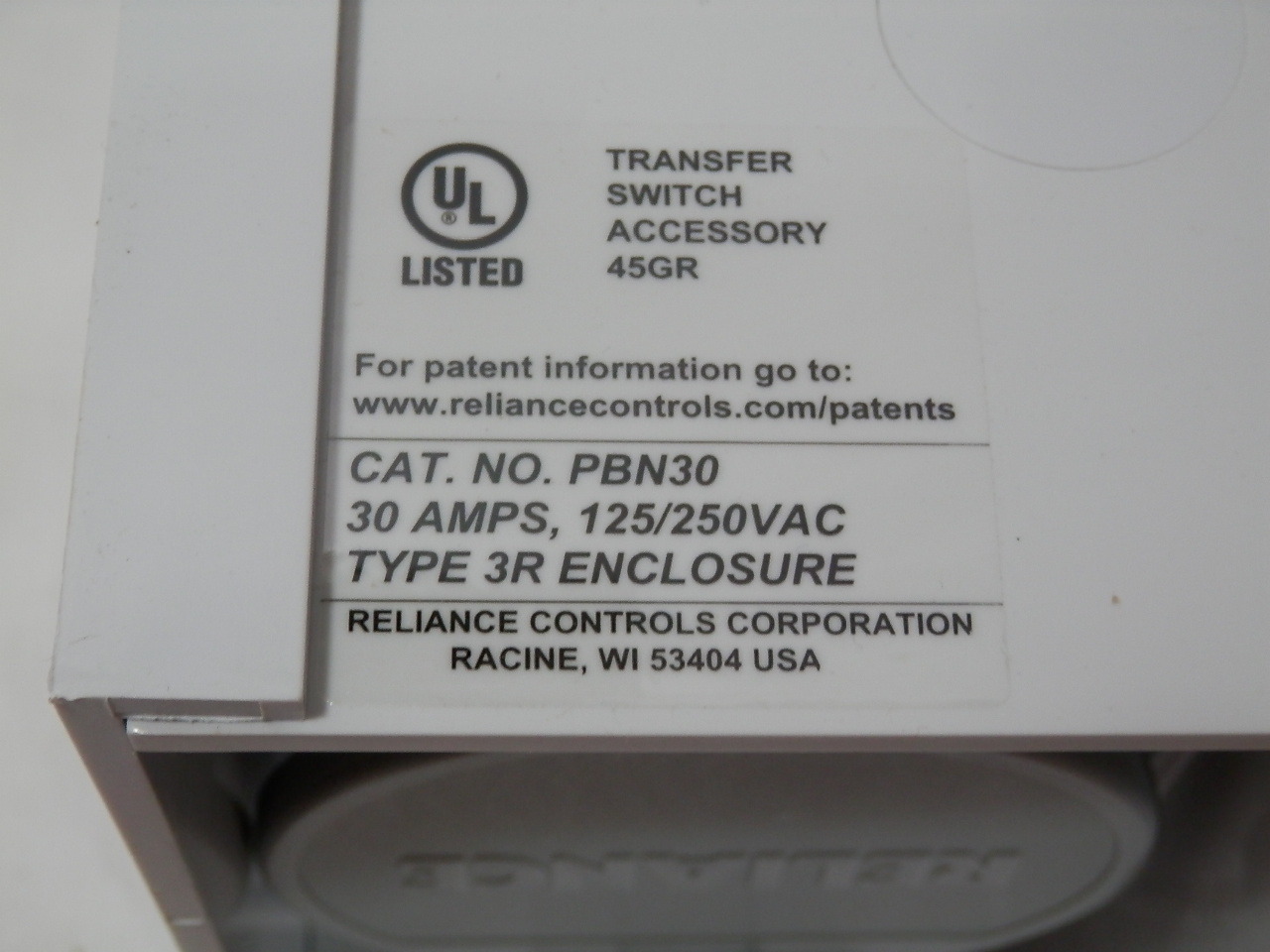 (1) NEW Reliance PBN30 30 Amp Outdoor Power Inlet Box Plastic L14-30P ...