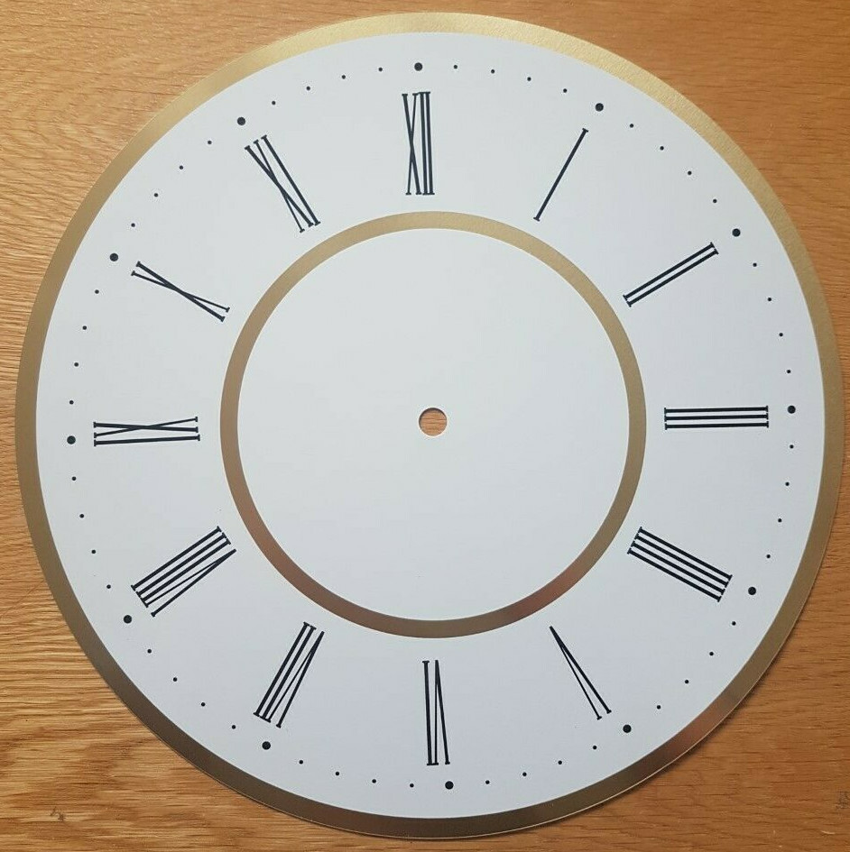 NEW - 12 Inch Clock Dial Face - White & Gold Finish 305mm Roman ...