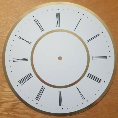 NEW - 12 Inch Clock Dial Face - White & Gold Finish 305mm Roman ...