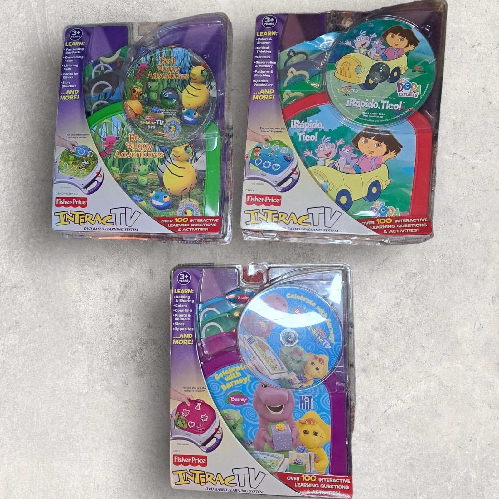 Fisher-Price InteracTV DVD Based Learning Video Game Lot of 3 Barney ...