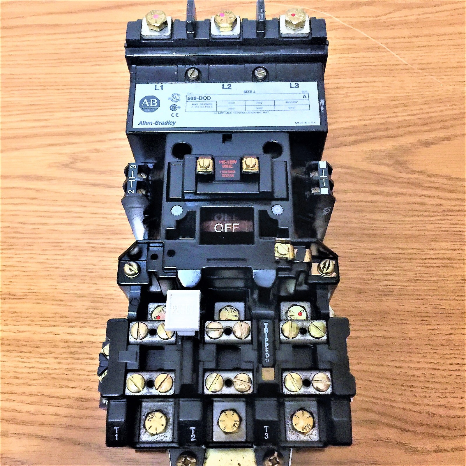 ALLEN BRADLEY 509-DOD SIZE 3 CONTACTOR 120VAC COIL / 40185-801-01 ...