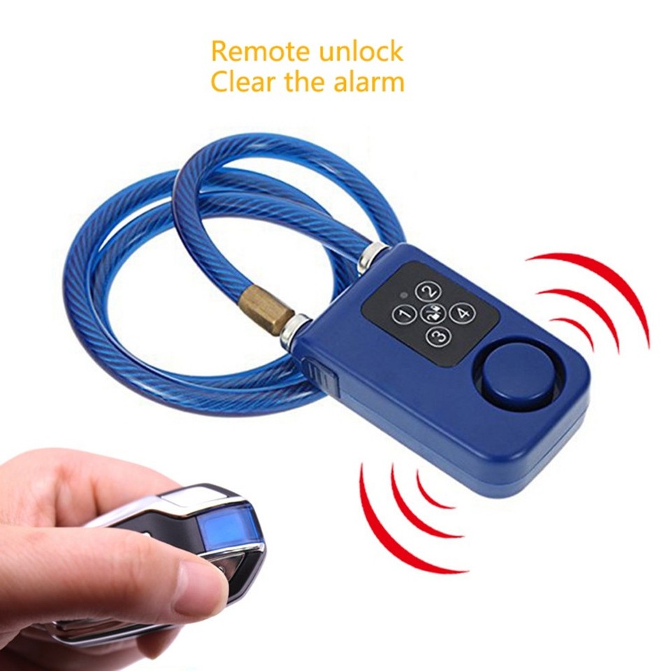 Remote Control Alarm Lock Electric Motorcycle Code Chain Lock Black ...