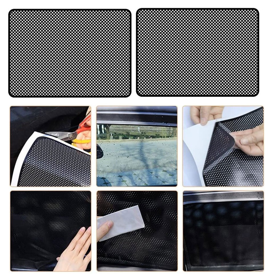 2Pcs Car Side Window Mesh Film Car Windshield Net Sun Shade Sticker UV ...