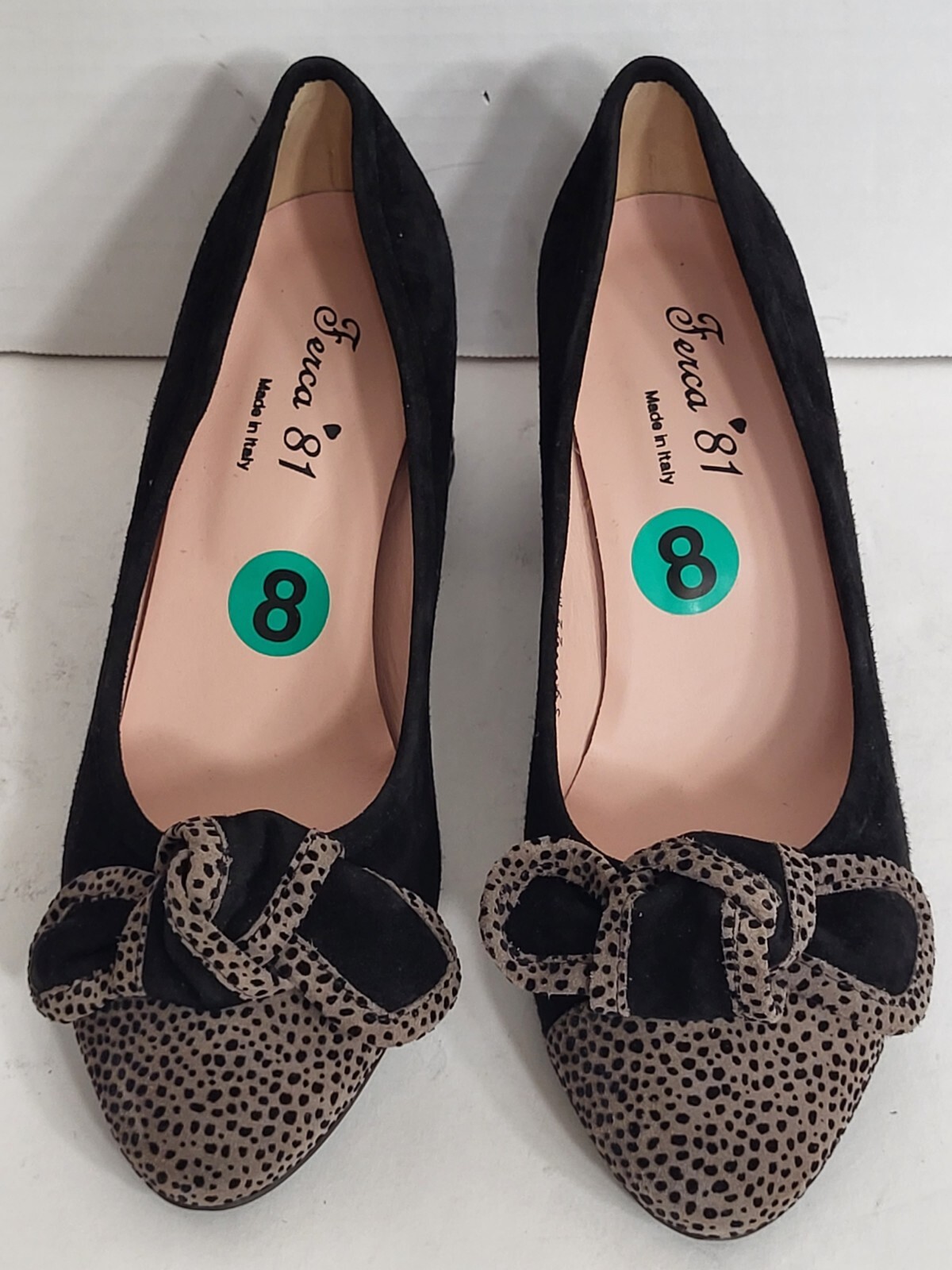 FERCA 81 Black Made In Italy Suede patent leather accent, animal print ...