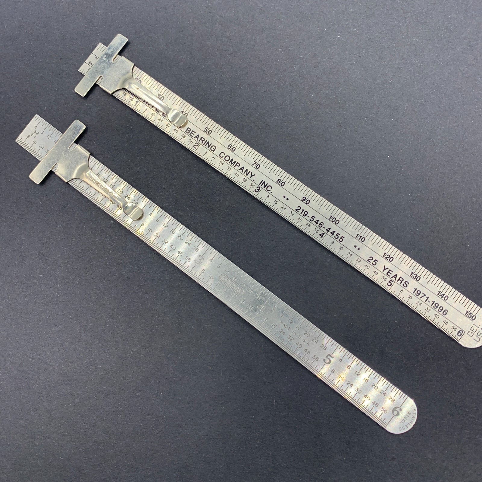 Vtg Lot 2 Pocket Ruler Scales 6" Clip Depth Gauge Tool Miller Bearing ...