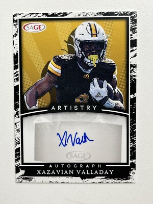 2022 Sage Artistry #A-XV Xazavian Valladay Auto Texans & Arizona State ...