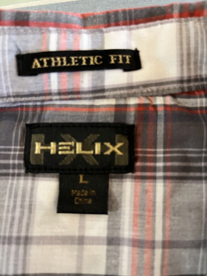 Helix Plaid Men's Long Sleeve Roll Tab Shirt Size Large Athletic Fit | eBay