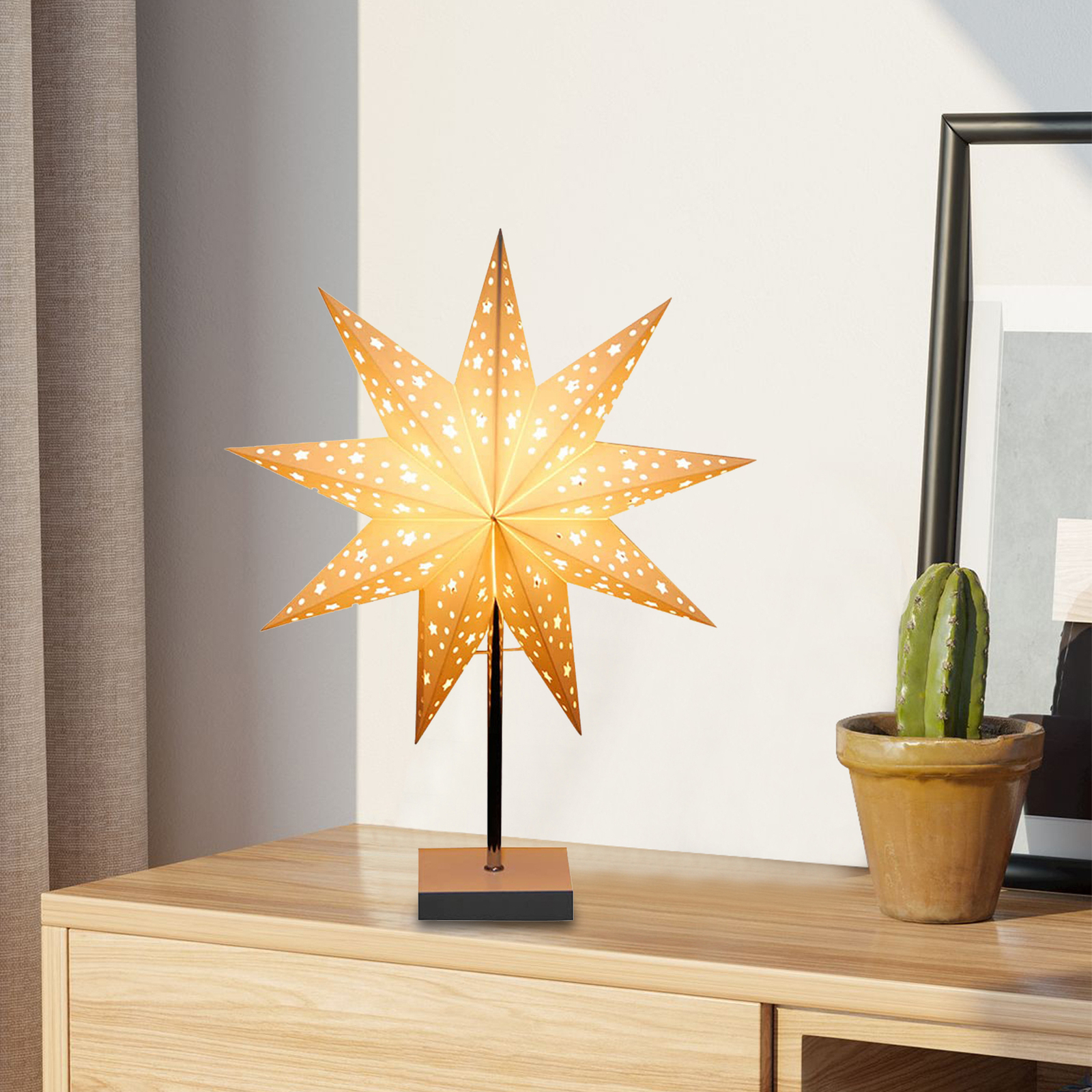 Star Table Lamp LED Star Decor Night Light With Wooden Base Home ...