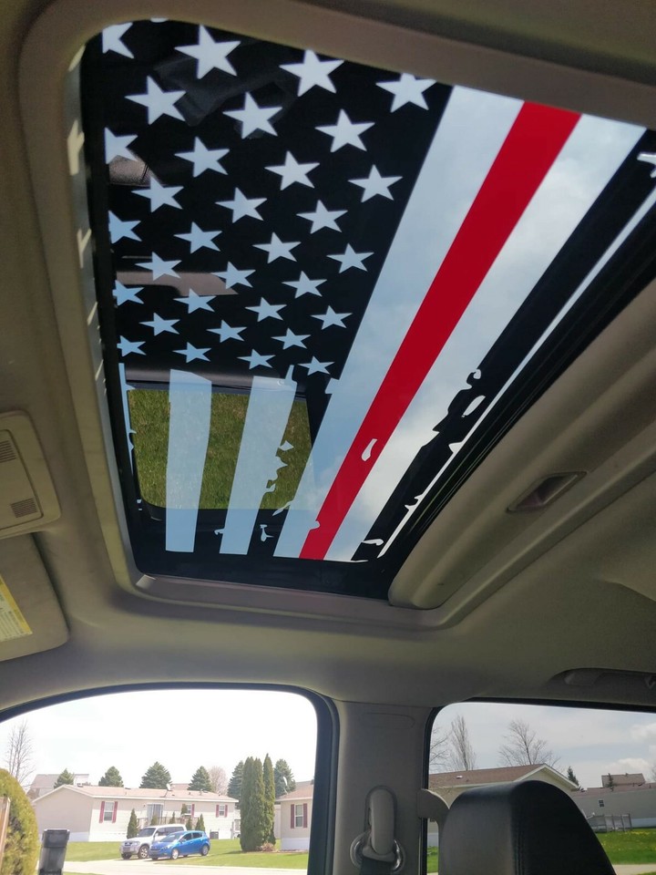 Vinyl Moonroof Decal compatible with DODGE CHEVY FORD Redline Flag | eBay